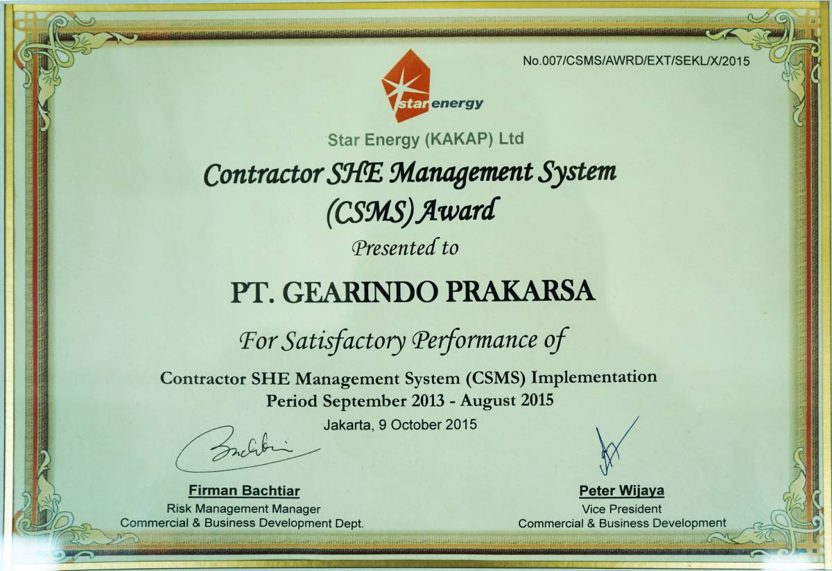 Health Safety Environment Pt Gearindo Prakarsa